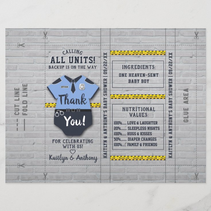 Police Officer Baby Shower DIY Candy Bar Wrapper | Zazzle