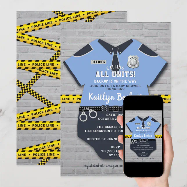 Police Officer Baby Shower Invitation | Zazzle