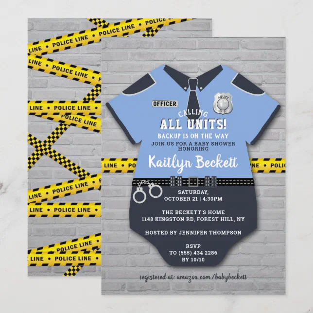 Police Officer Baby Shower Invitation | Zazzle