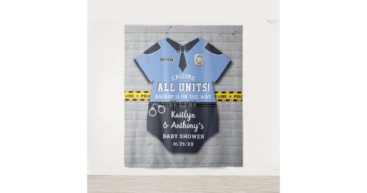 Police Officer Baby Shower Photo Backdrop | Zazzle