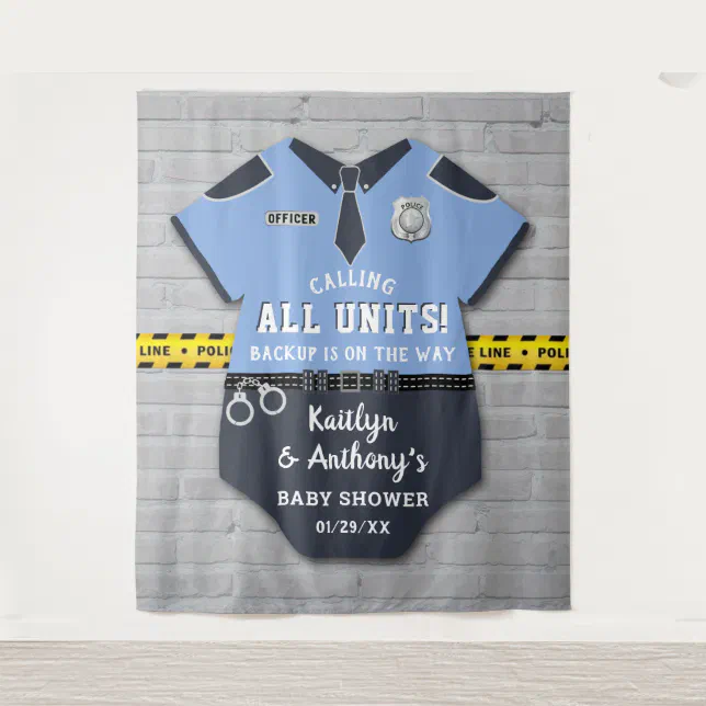 Police Officer Baby Shower Photo Backdrop | Zazzle