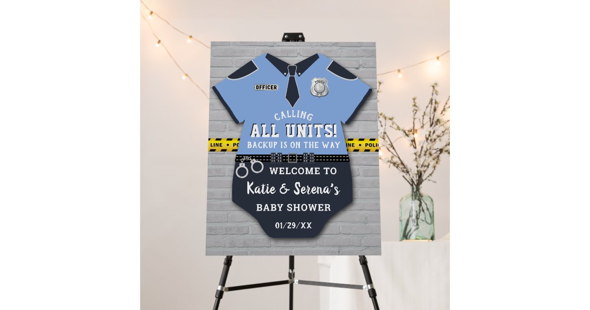 Police Officer Baby Shower Welcome Foam Board | Zazzle