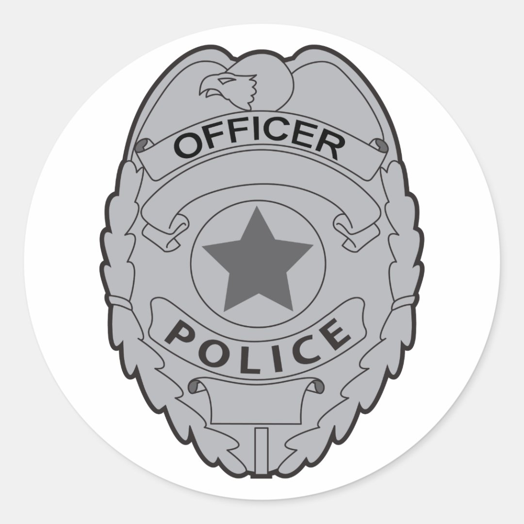 POLICE OFFICER BADGE CLASSIC ROUND STICKER | Zazzle