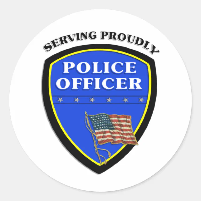 Police Officer Badge Classic Round Sticker | Zazzle