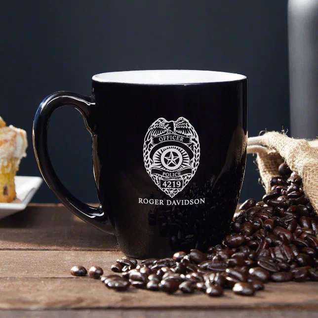Police Officer Badge Engraved Coffee Mug | Zazzle