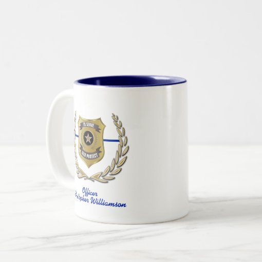 Police Officer Badge Personalized Two-Tone Coffee Mug | Zazzle