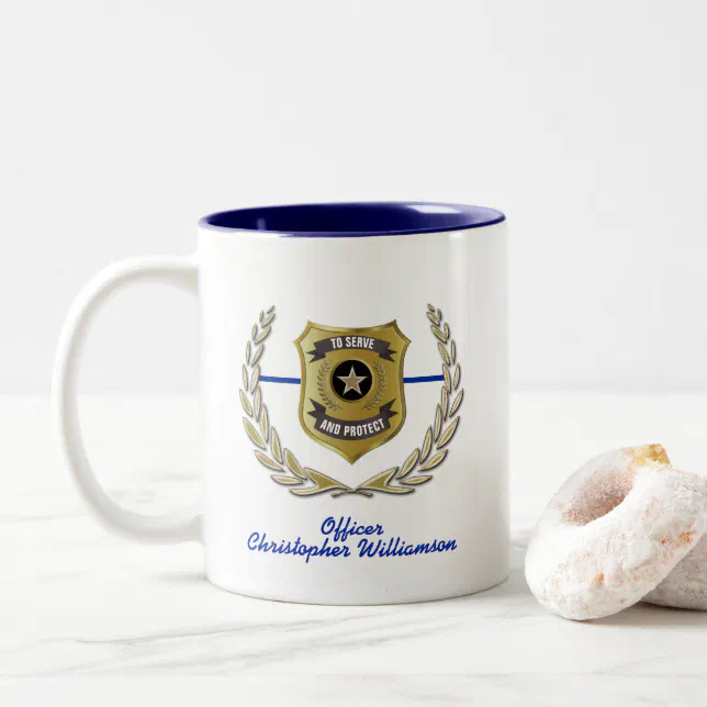 Police Officer Badge Personalized Two-Tone Coffee Mug | Zazzle