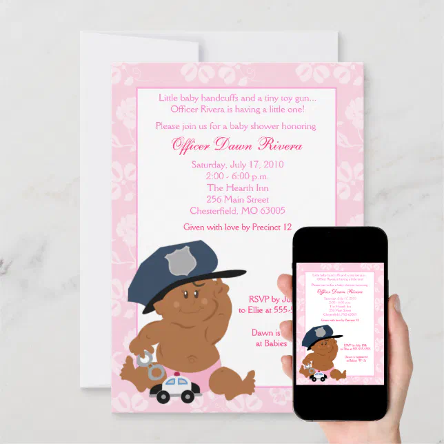 POLICE OFFICER Cop Baby Shower Invitation 5x7 | Zazzle