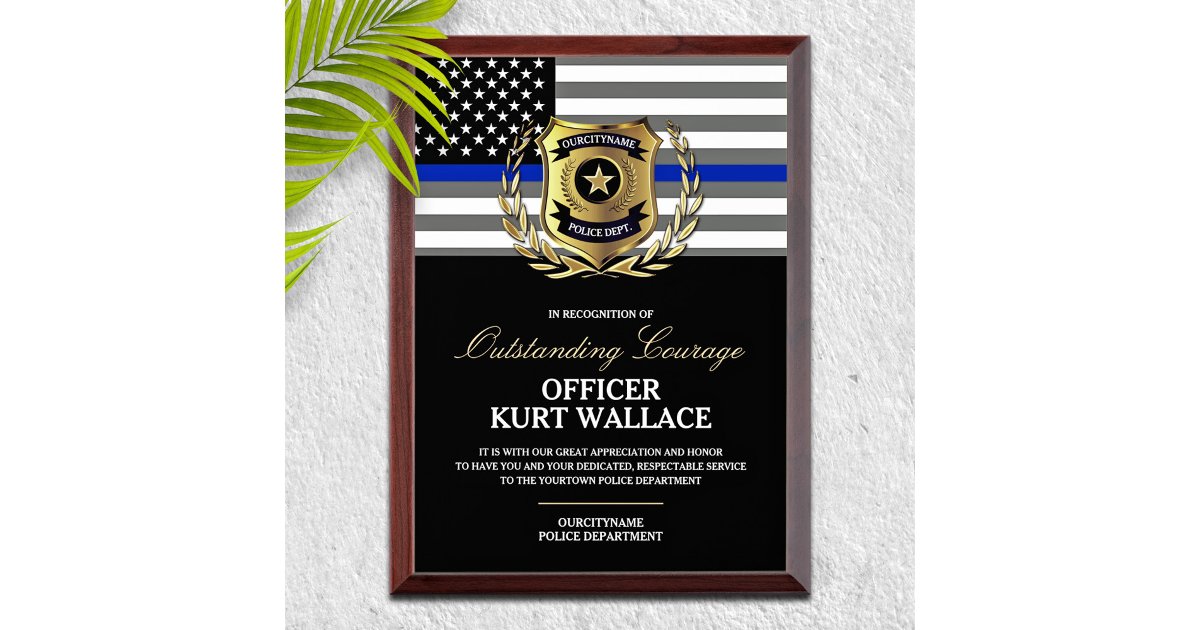 Police Officer Courage Commendation Award Plaque | Zazzle