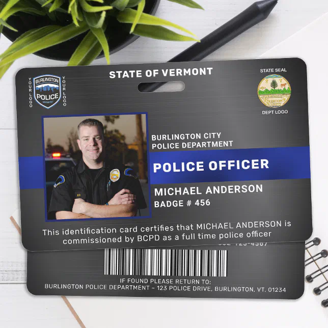 Police Officer Custom Law Enforcement Photo ID Badge | Zazzle