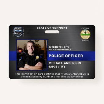 Police Officer Custom Law Enforcement Photo ID Badge | Zazzle