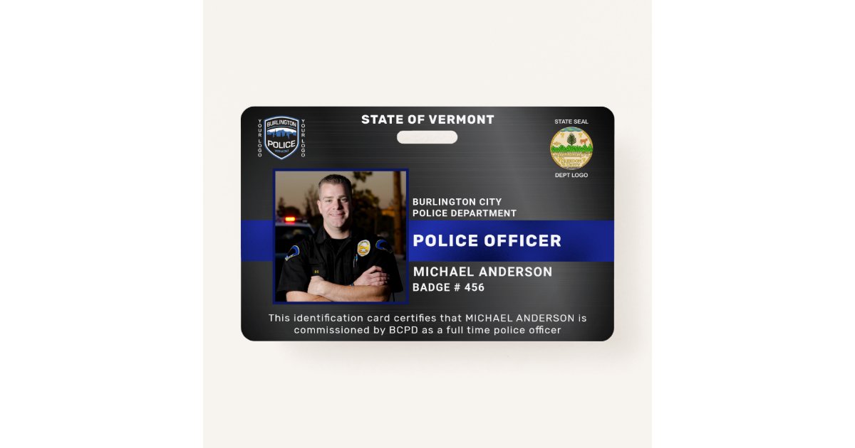 Police Officer Custom Law Enforcement Photo ID Badge | Zazzle