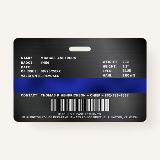 Police Officer Custom Law Enforcement Photo ID Badge | Zazzle