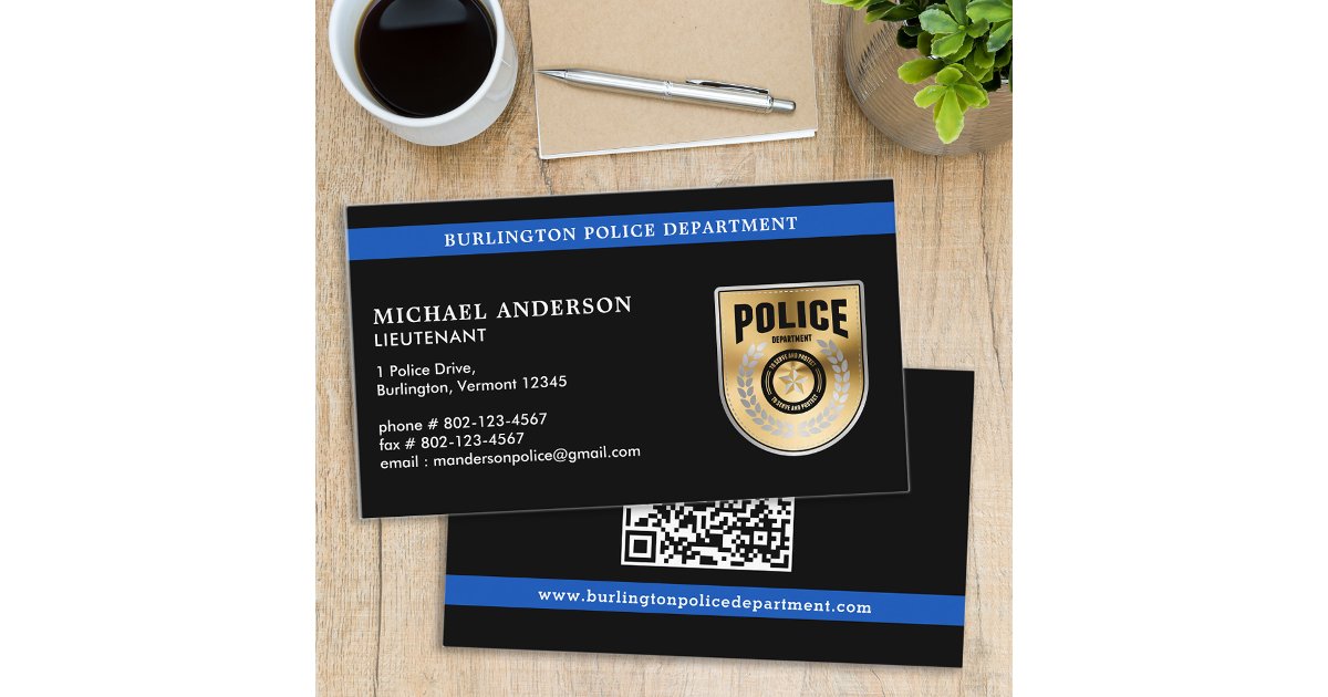 Police Officer Custom Logo QR Code Law Enforcement Business Card | Zazzle