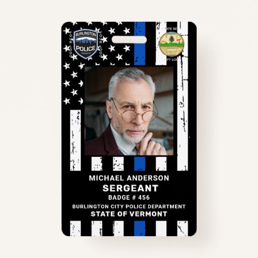 Police Officer Custom Photo Logo Department ID Badge | Zazzle