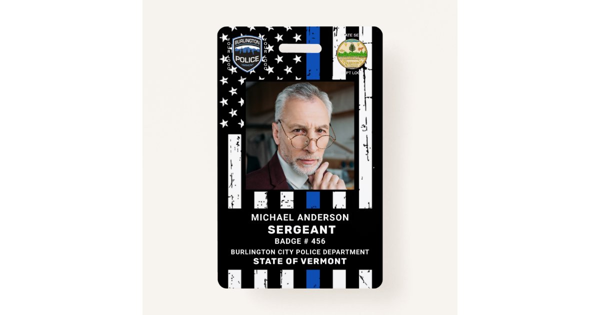 Police Officer Custom Photo Logo Department ID Badge | Zazzle