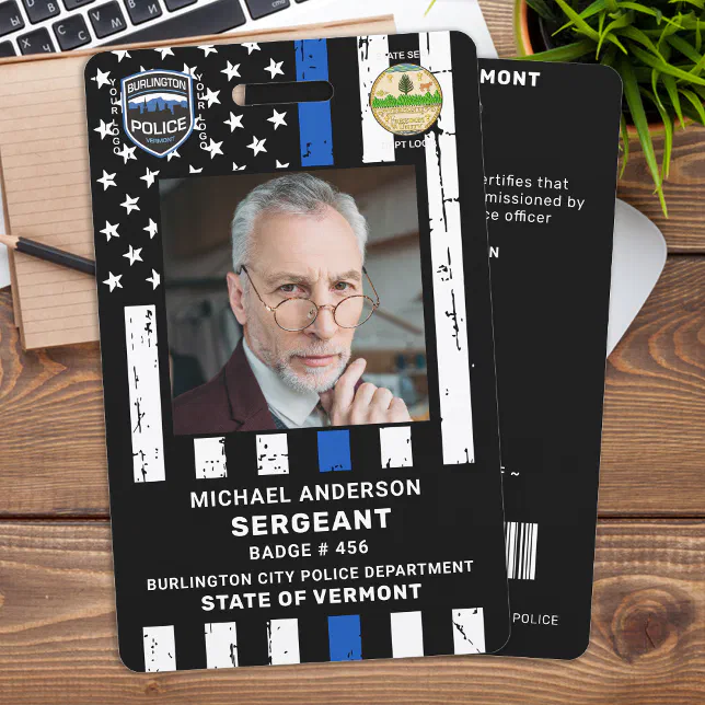 Police Officer Custom Photo Logo Department ID Badge | Zazzle