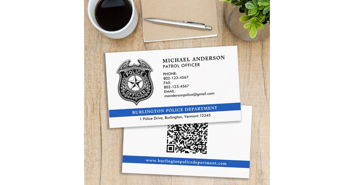 Police Officer Department Law Enforcement QR Code Business Card | Zazzle