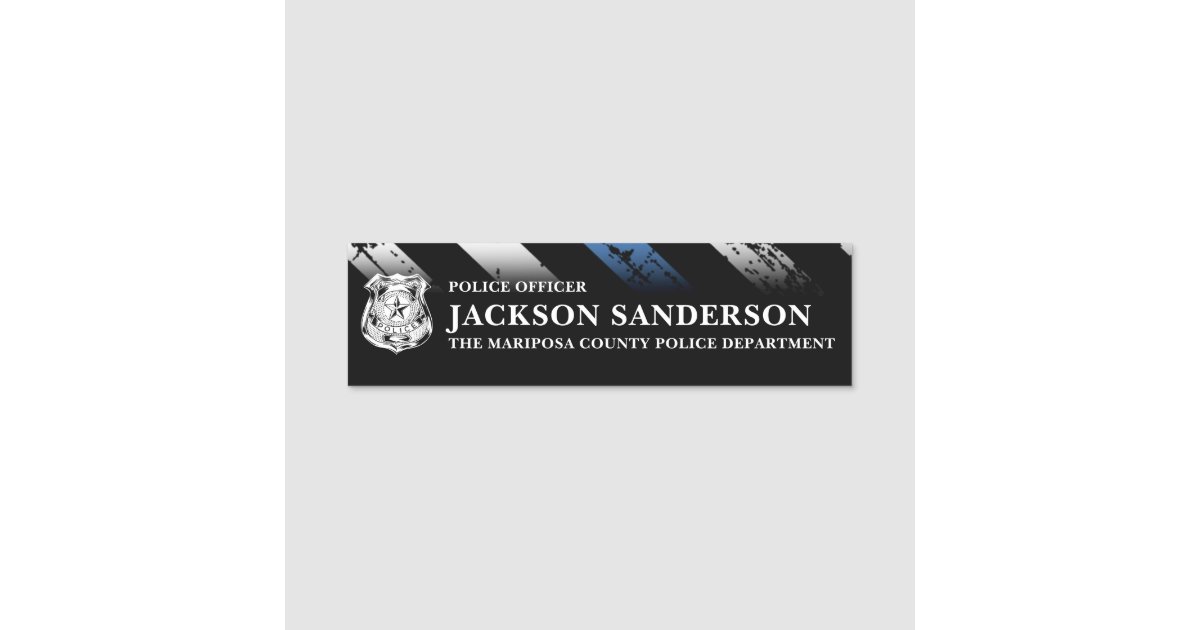 Police Officer Department Thin Blue Line Logo Name Tag | Zazzle