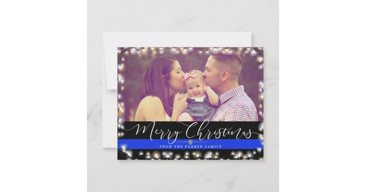Police Officer Family | Christmas Custom Photo Holiday Card | Zazzle