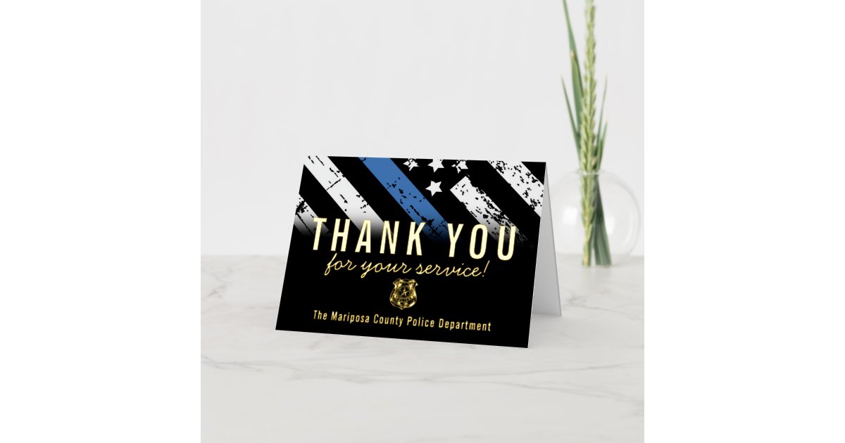 Police Officer Flag First Responder Thank You Foil Greeting Card | Zazzle