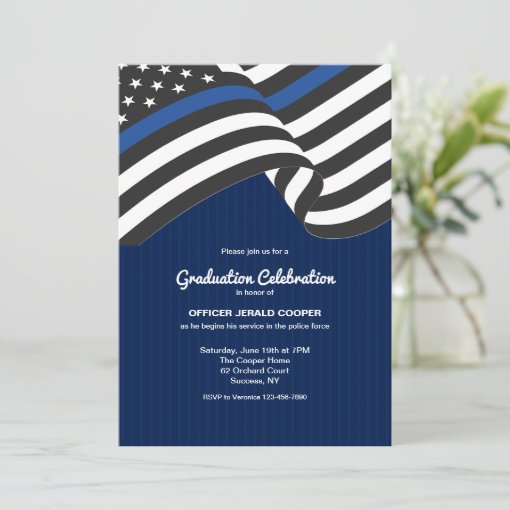 Police Officer Flag Graduation Invitation | Zazzle
