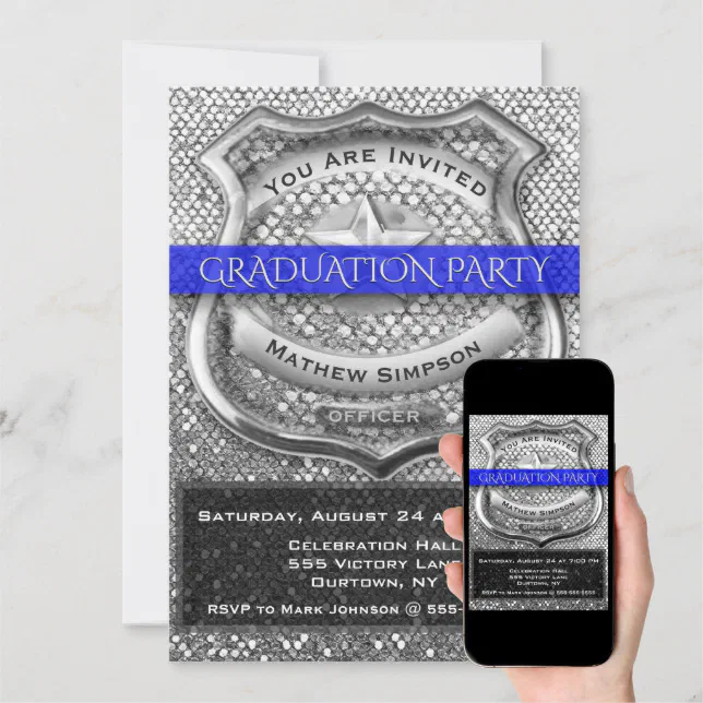 Police Officer Graduation Invitation | Zazzle
