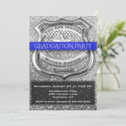 Police Officer Graduation Invitation | Zazzle