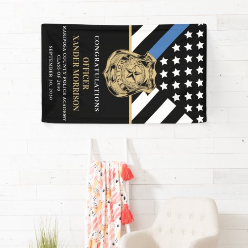 Police Officer Graduation Law Enforcement Flag Banner | Zazzle