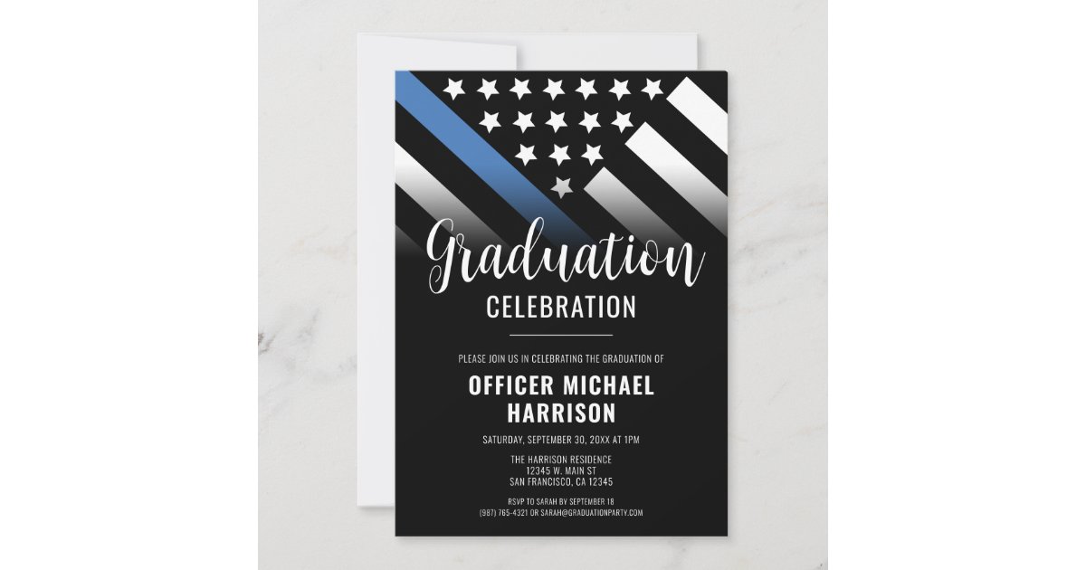Police Officer Graduation Law Enforcement Invitation | Zazzle