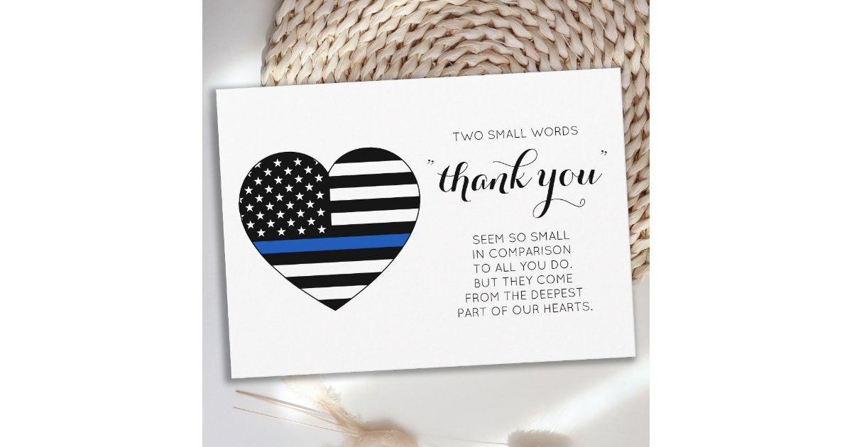 Police Officer Heart American Flag Law Enforcement Thank You Card Zazzle