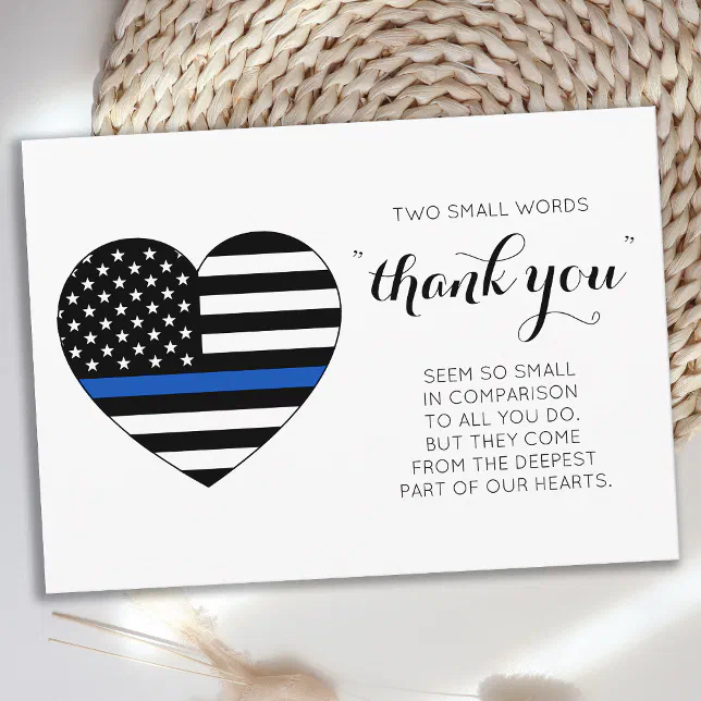 Police Officer Heart American Flag Law Enforcement Thank You Card | Zazzle