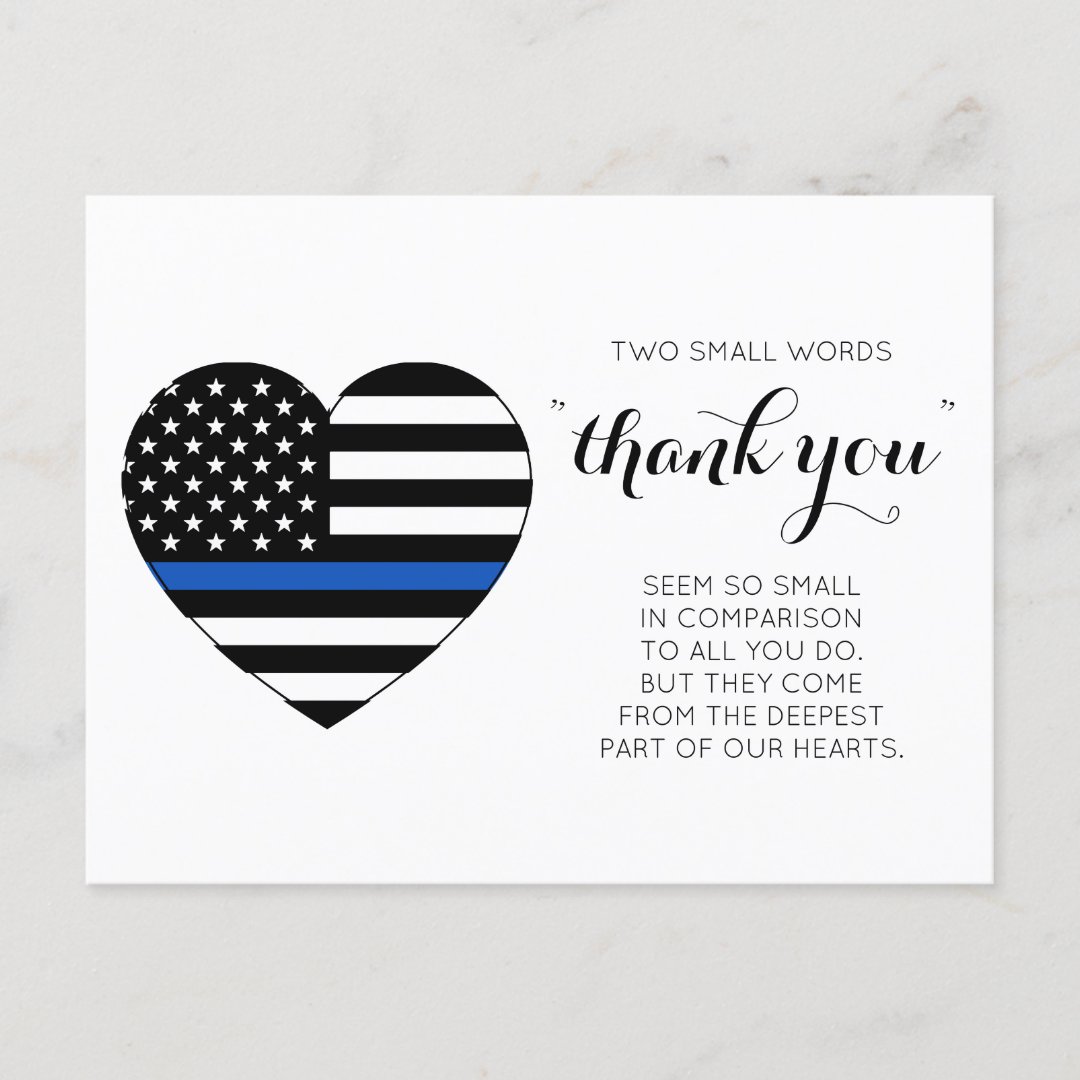 Police Officer Heart Law Enforcement Thank You Pos Postcard | Zazzle