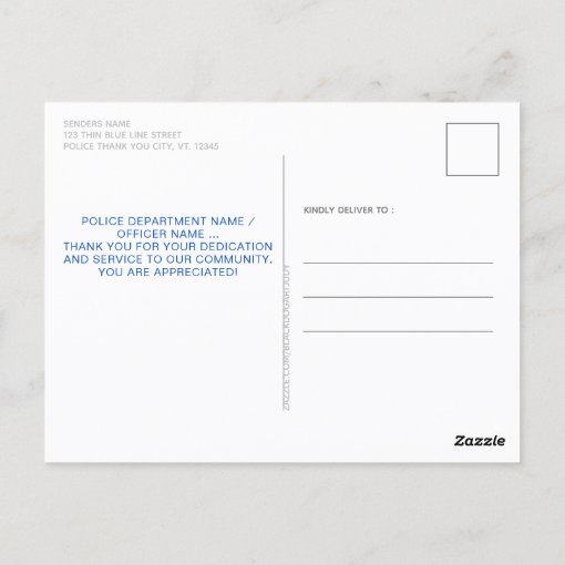 Police Officer Heart Law Enforcement Thank You Pos Postcard | Zazzle