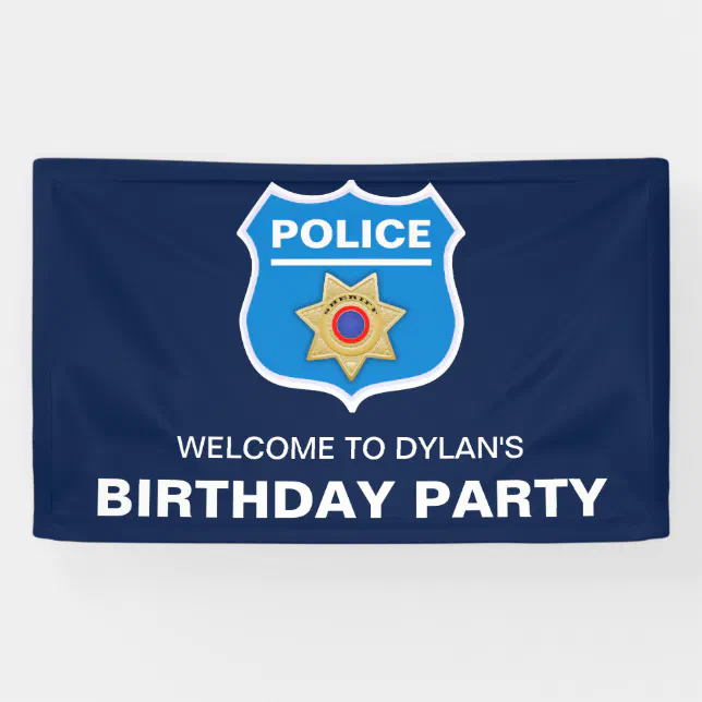 Police Officer Kids Birthday Party Banner | Zazzle