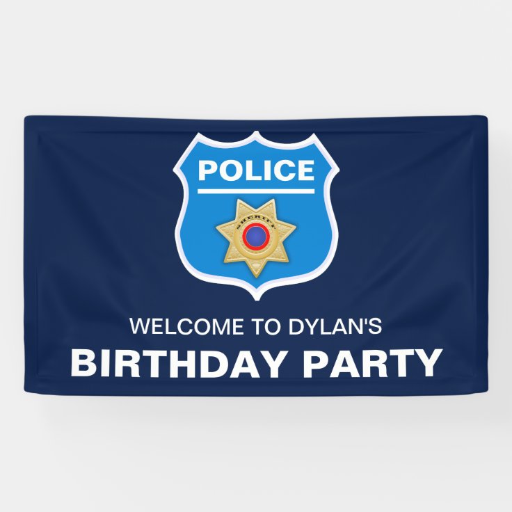 Police Officer Kids Birthday Party Banner | Zazzle