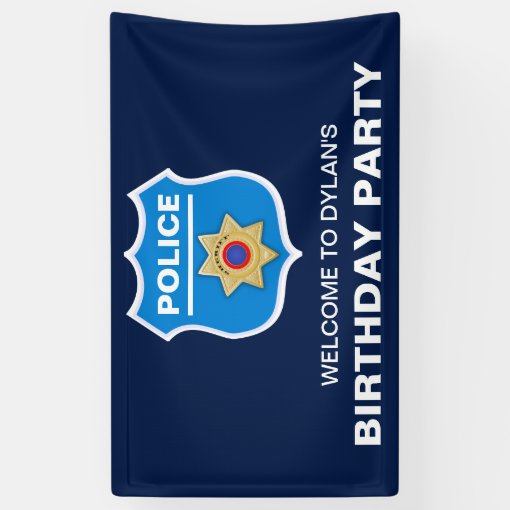 Police Officer Kids Birthday Party Banner | Zazzle