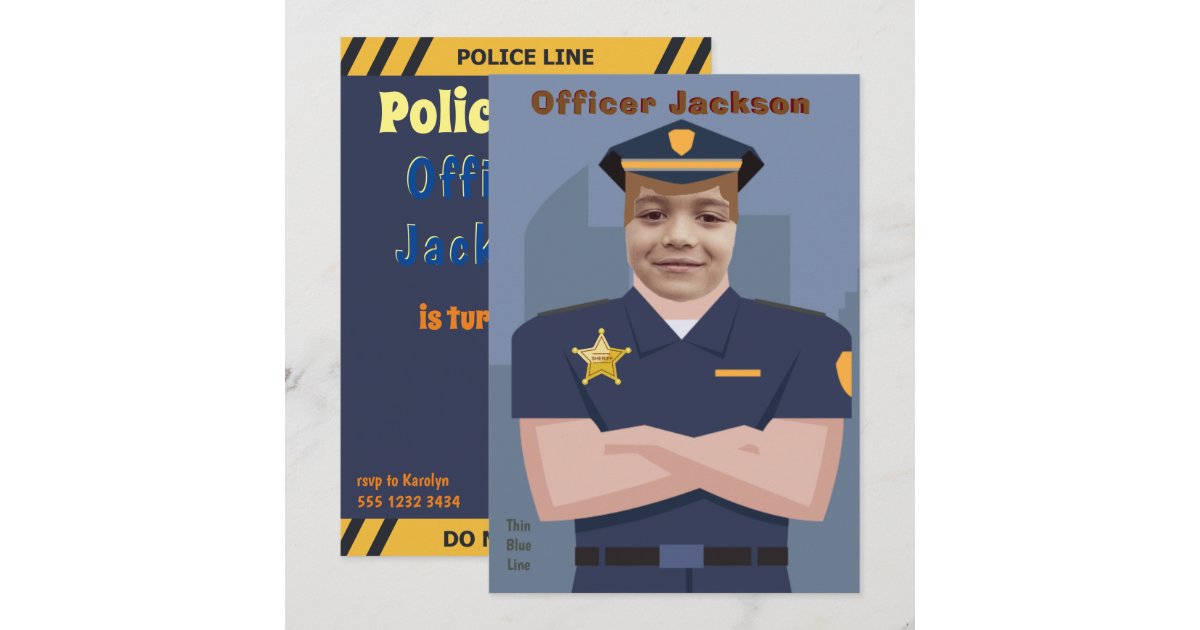 Police Officer Kids Photo Template Birthday | Zazzle