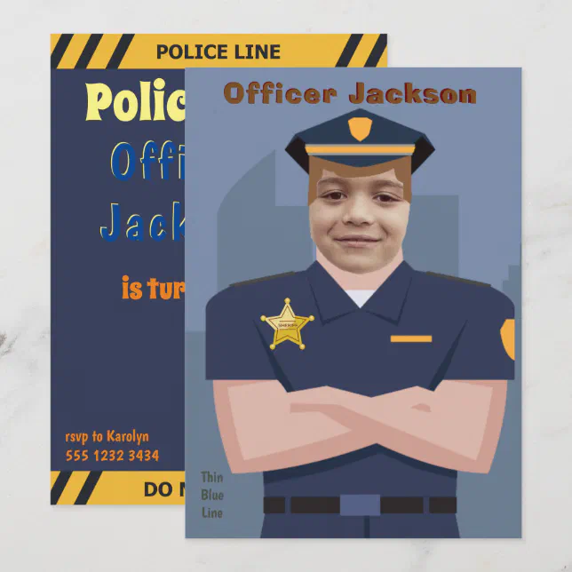 Police Officer Kids Photo Template Birthday | Zazzle