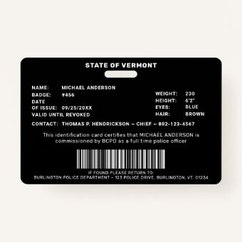 Police Officer Law Enforcement Custom Photo ID Badge | Zazzle