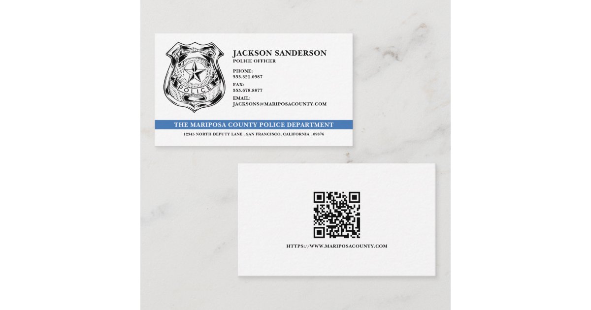 Police Officer Law Enforcement Logo QR Code Business Card | Zazzle