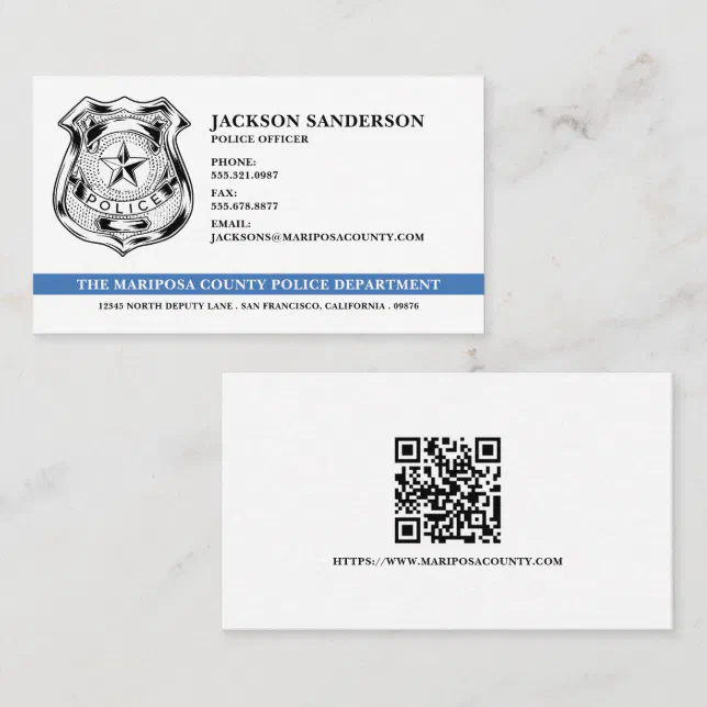 Police Officer Law Enforcement Logo QR Code Business Card | Zazzle