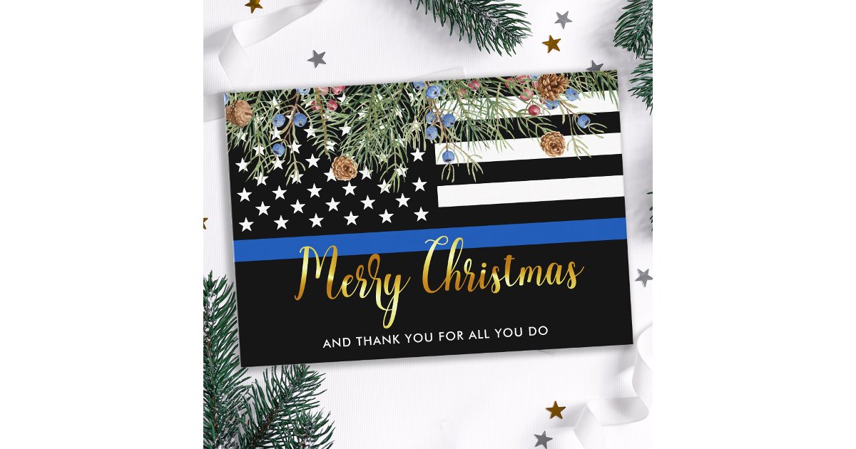 Police Officer Law Enforcement Merry Christmas Thank You Card | Zazzle