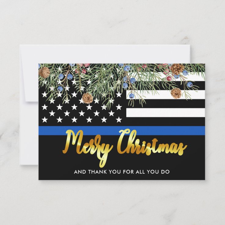 Police Officer Law Enforcement Merry Christmas Thank You Card | Zazzle