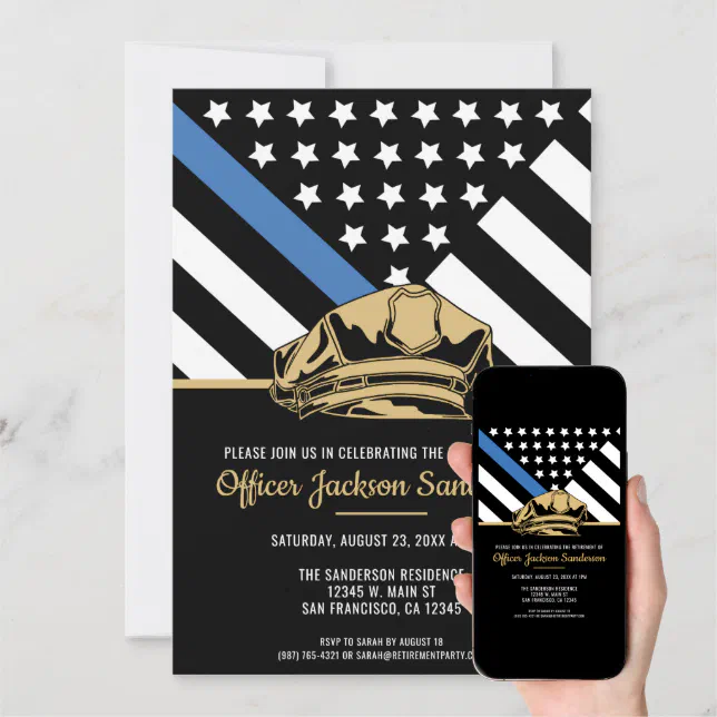 Police Officer Law Enforcement Retirement Party Invitation | Zazzle