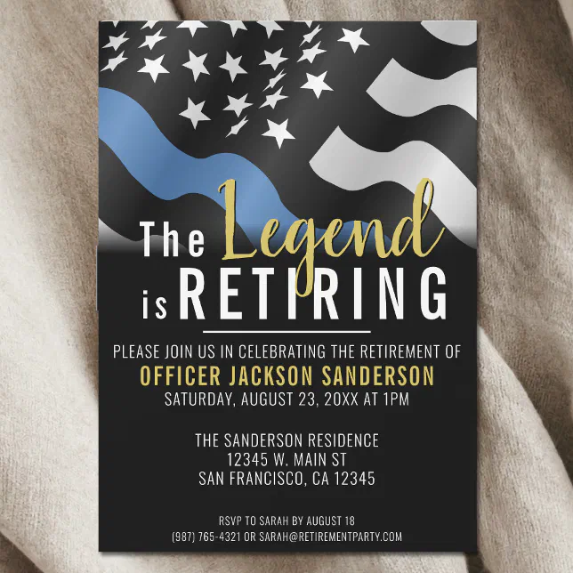 Police Officer Law Enforcement Retirement Party Invitation | Zazzle