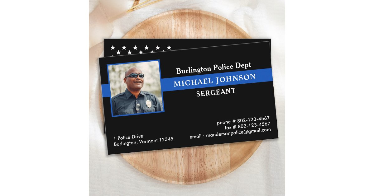 Police Officer Law Enforcement Thin Blue Line Business Card | Zazzle