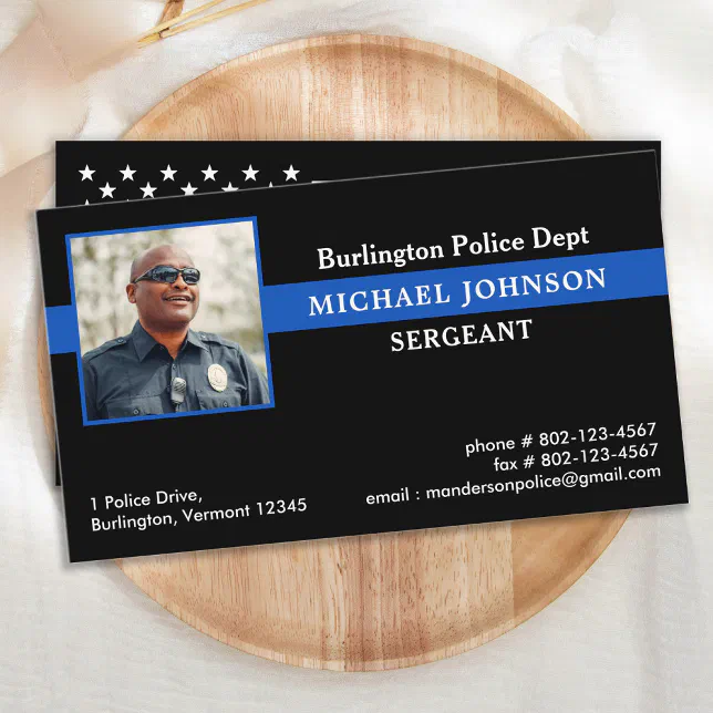 Police Officer Law Enforcement Thin Blue Line Business Card | Zazzle
