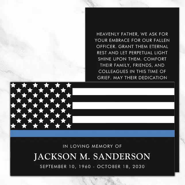Police Officer Memorial Funeral Prayer Card | Zazzle