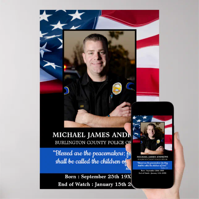 Police Officer Memorial Law Enforcement Funeral Poster | Zazzle